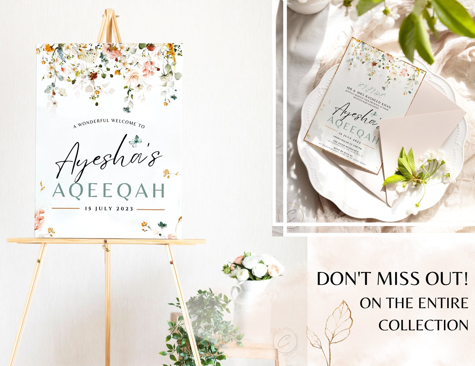 Editable Aqeeqah Invitation Baby Girl Digital Download Evite, Custom ...