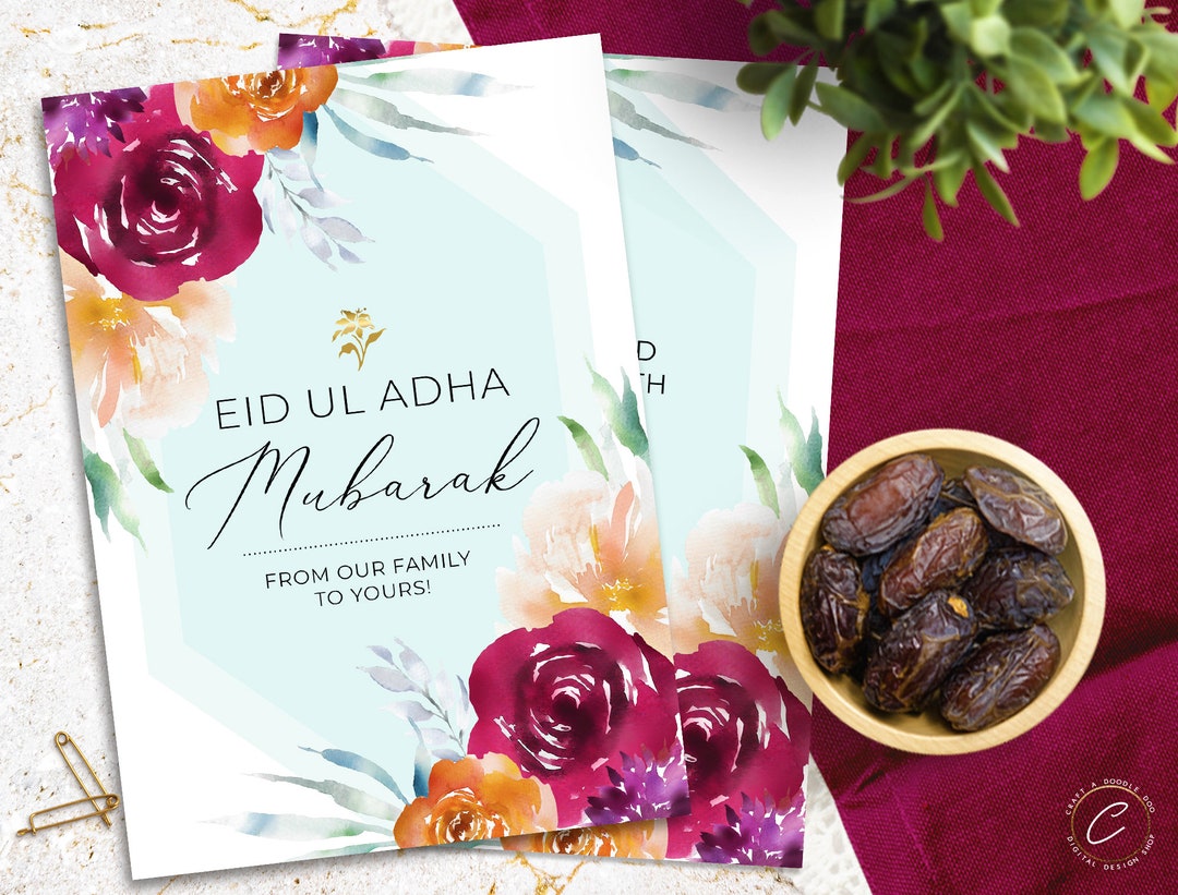 Printable Eid Ul Adha Card Digital Download, Elegant Watercolor Happy ...