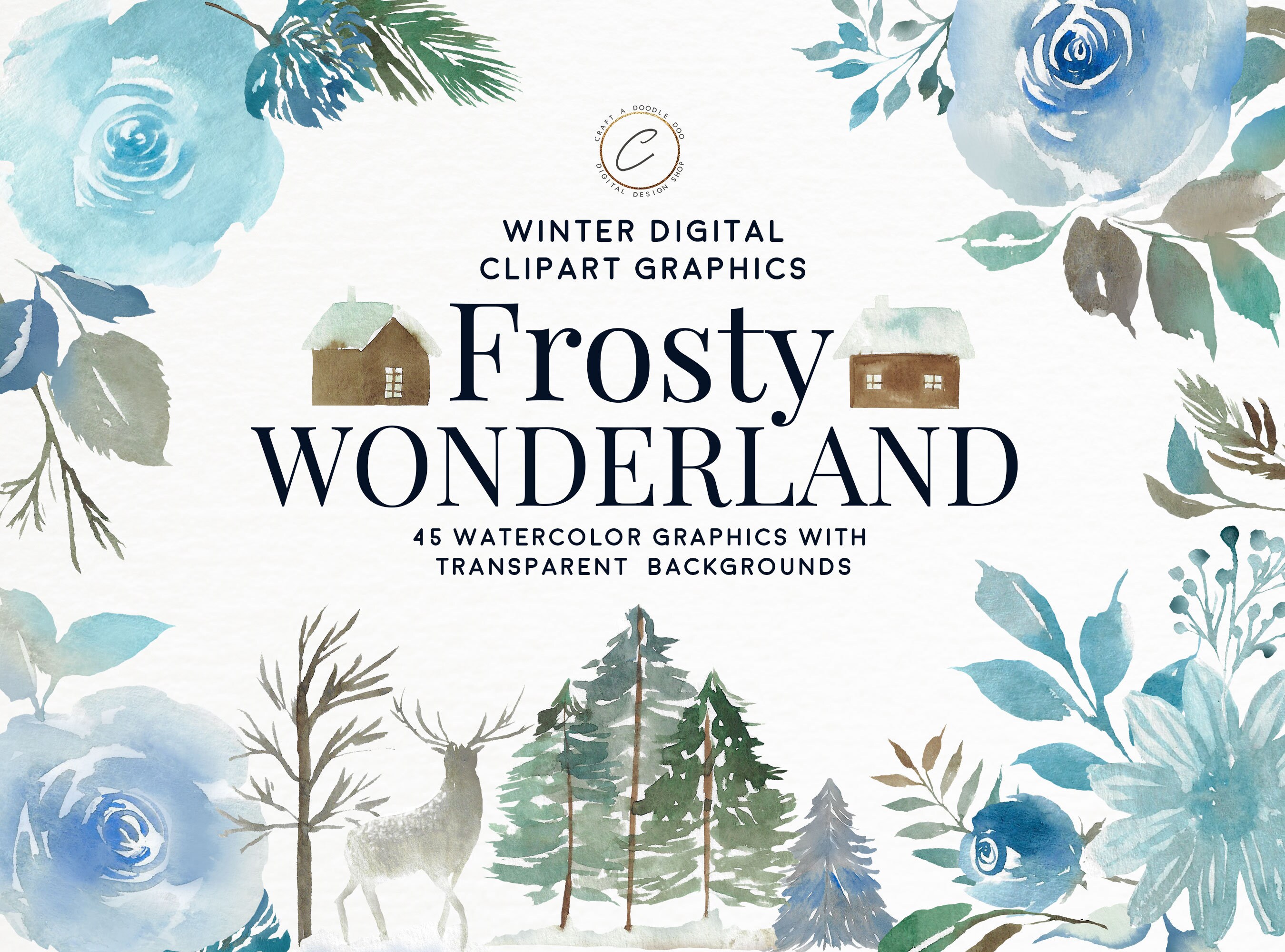 Winter Digital Paper & Clipart Holiday Watercolor Graphics - Etsy