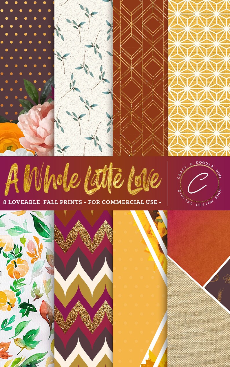 A Whole Latte Love Digital Paper Pack Autumn Fall Theme - Etsy