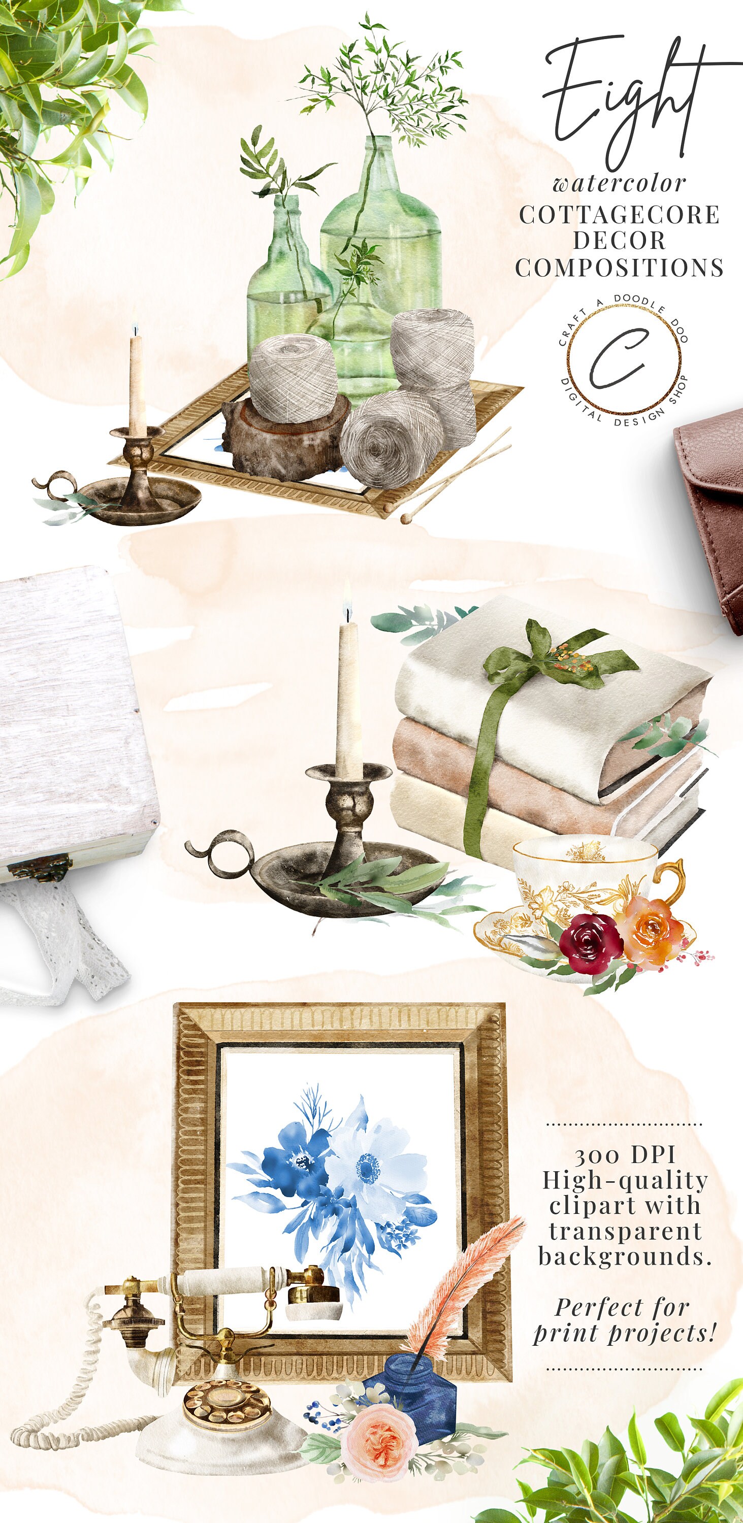 Cottagecore Decor Spring Watercolor Clipart PNG Commercial - Etsy Canada