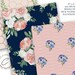 Blush & Navy Digital Paper Pack Chic Scrapbook Prints,patterns Glitter ...