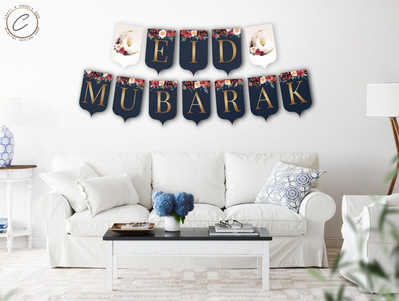Eid Mubarak Banner, Instant Printable Digital Download PDF, Happy Eid ...
