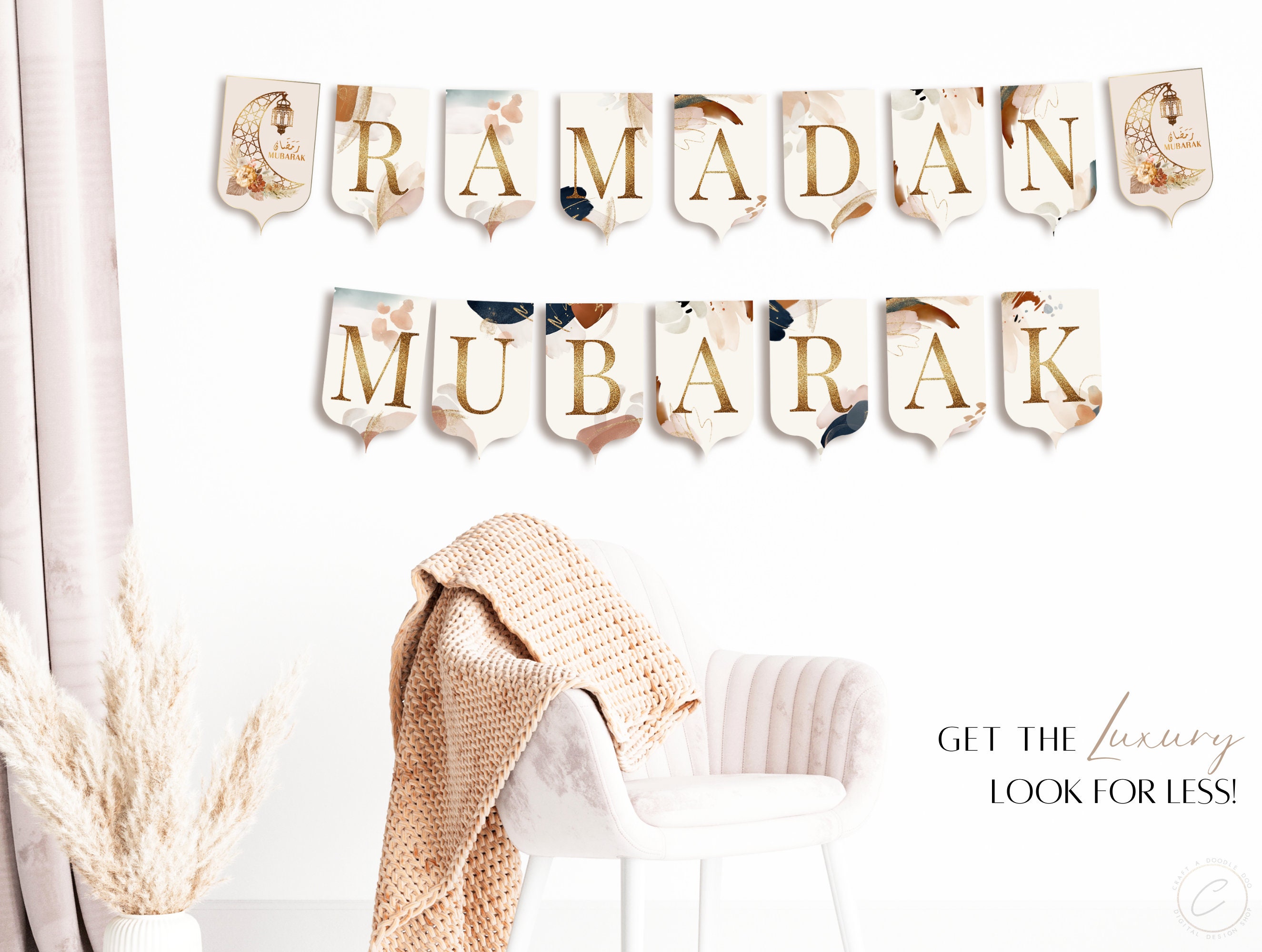 Ramadan Mubarak Banner Instant Printable Digital Download PDF, Luxury ...