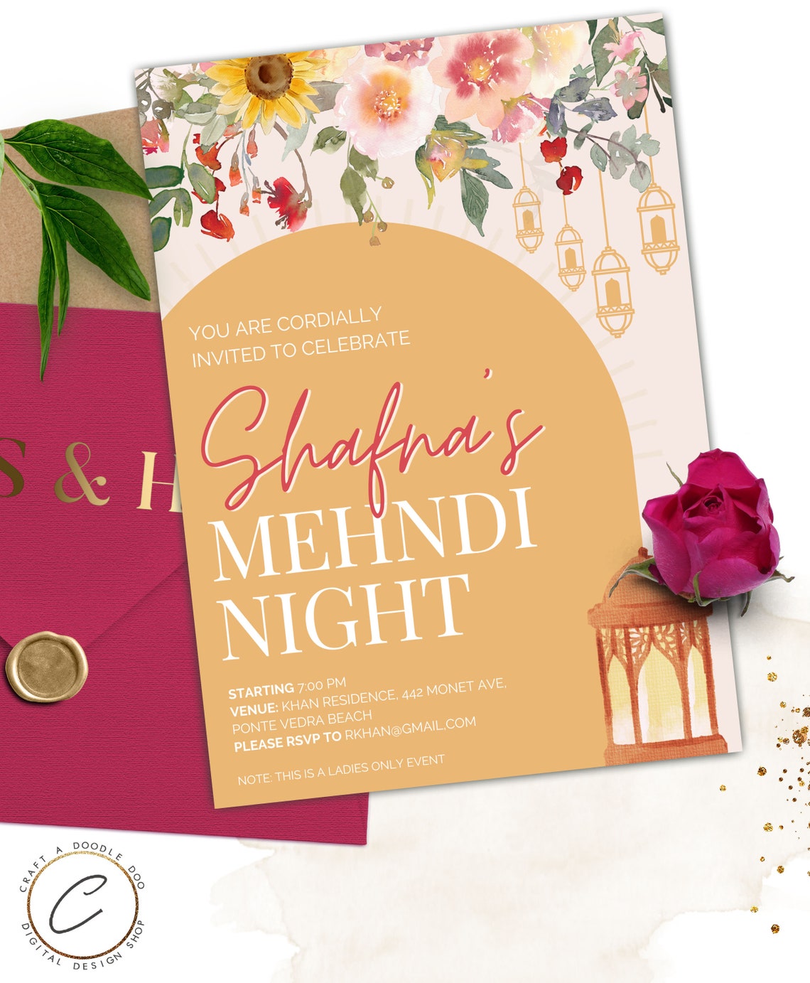 Editable Mehndi Invite Personalized Henna Invitation - Etsy