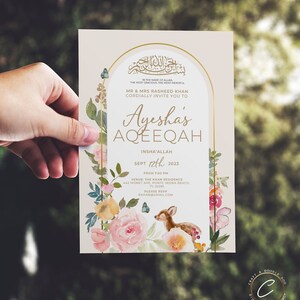 Custom Aqeeqah Invitation Digital Download, Personalized Islamic Unisex ...