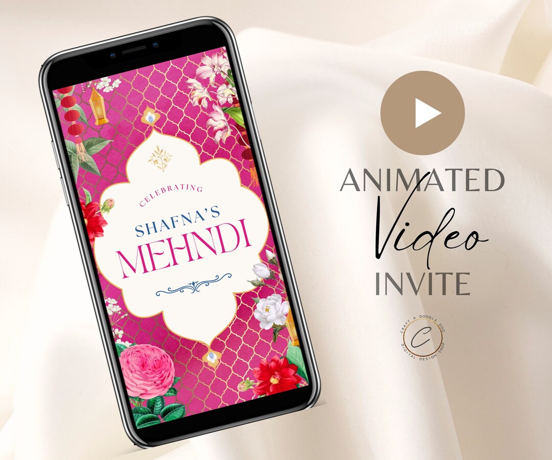 Custom Mehndi Invite Video, Colorful Floral Animated Muslim Wedding ...