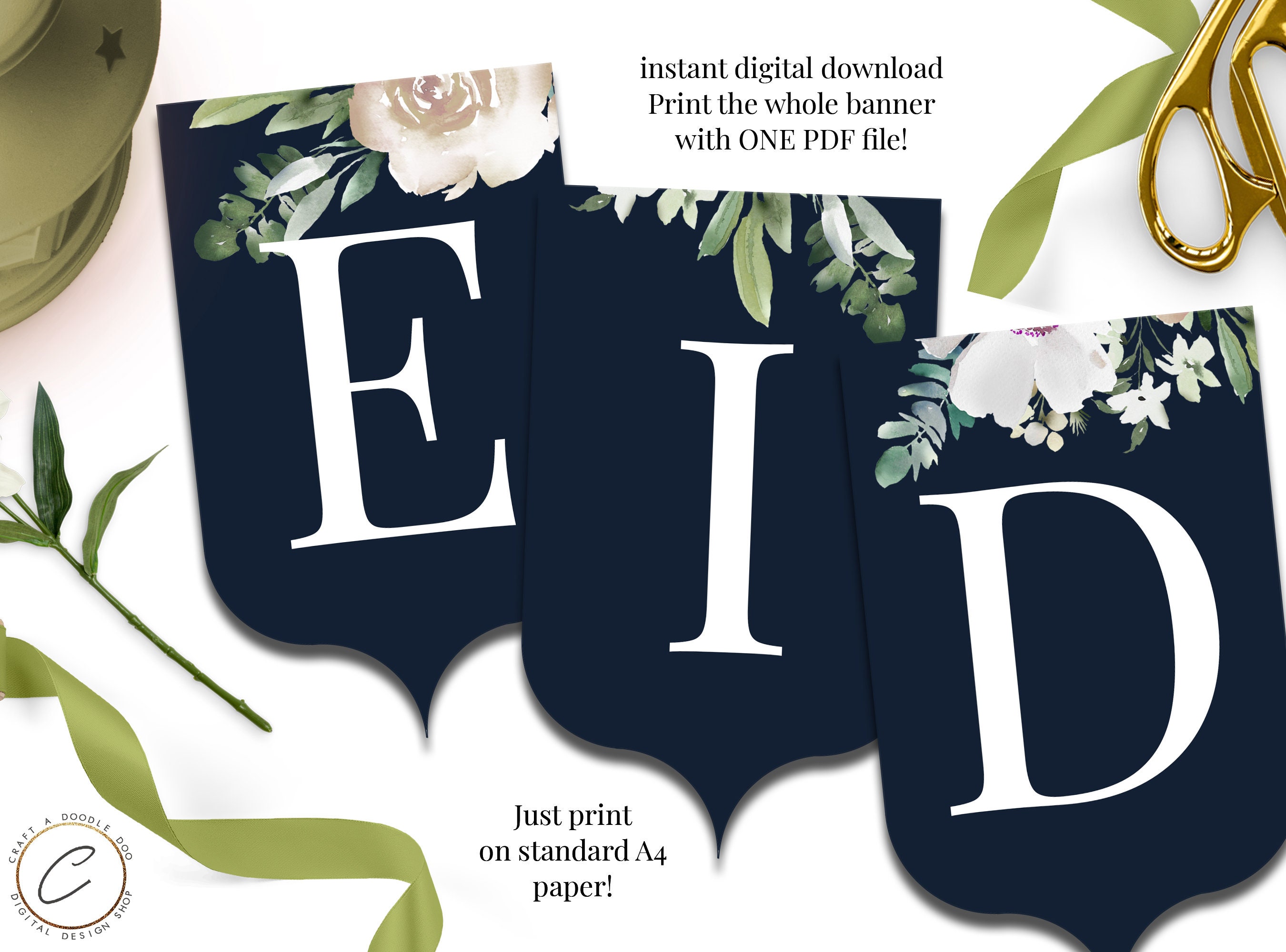 Eid Mubarak Banner Instant Printable Digital Download PDF - Etsy