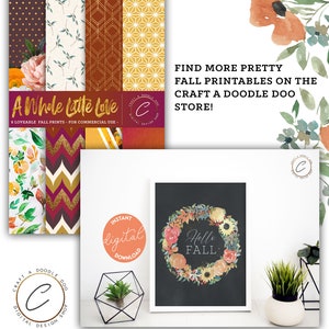 Rustic Fall Digital Paper Pack, Watercolor Autumn Floral Papers, Fall ...