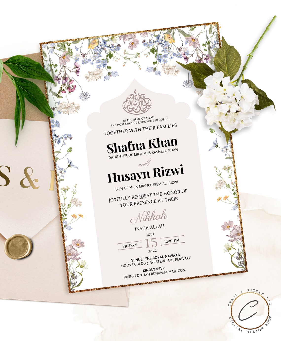 Editable Nikkah Invitation Template Custom Muslim Wedding - Etsy