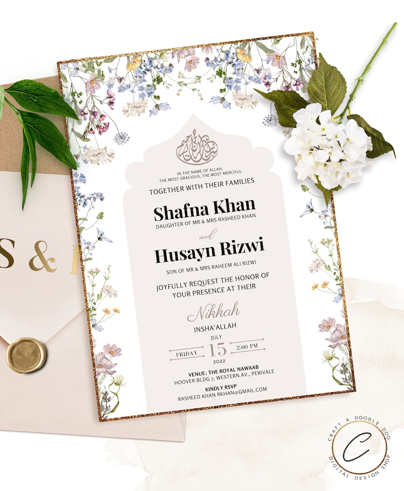 Editable Nikkah Invitation Template Custom Muslim Wedding - Etsy