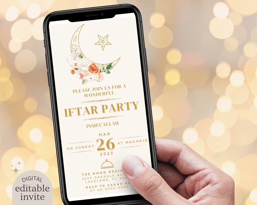 Editable Iftar Party Invitation Template Digital Download, Neutral Moon ...