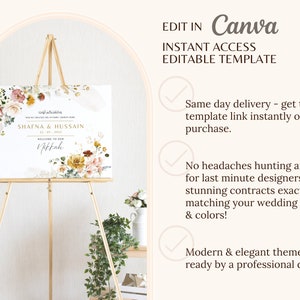Muslim Wedding Welcome Sign Neutral Floral EDITABLE DIGITAL DOWNLOAD ...