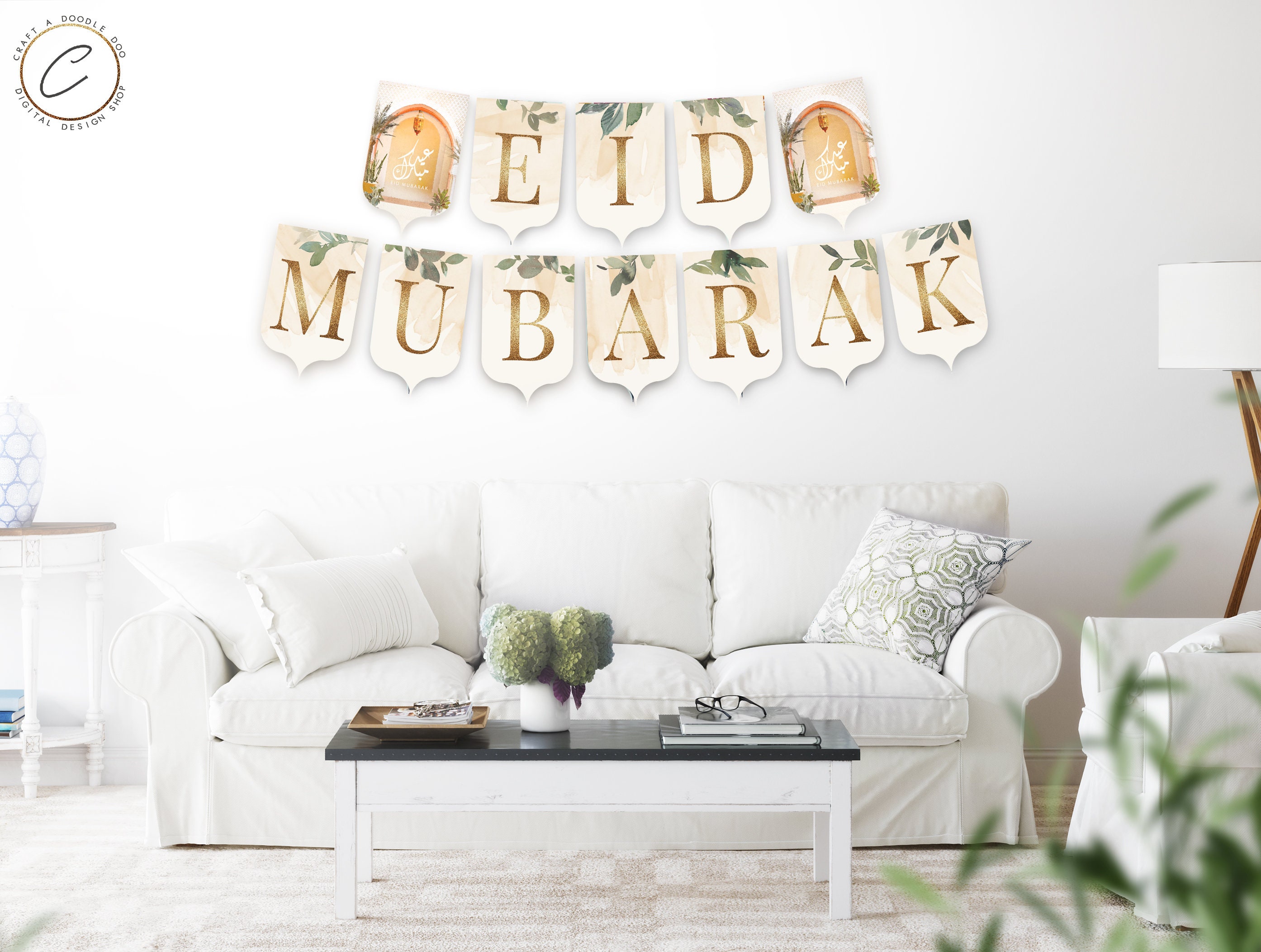 Modern Eid Mubarak Banner, Instant Printable Digital Download PDF ...