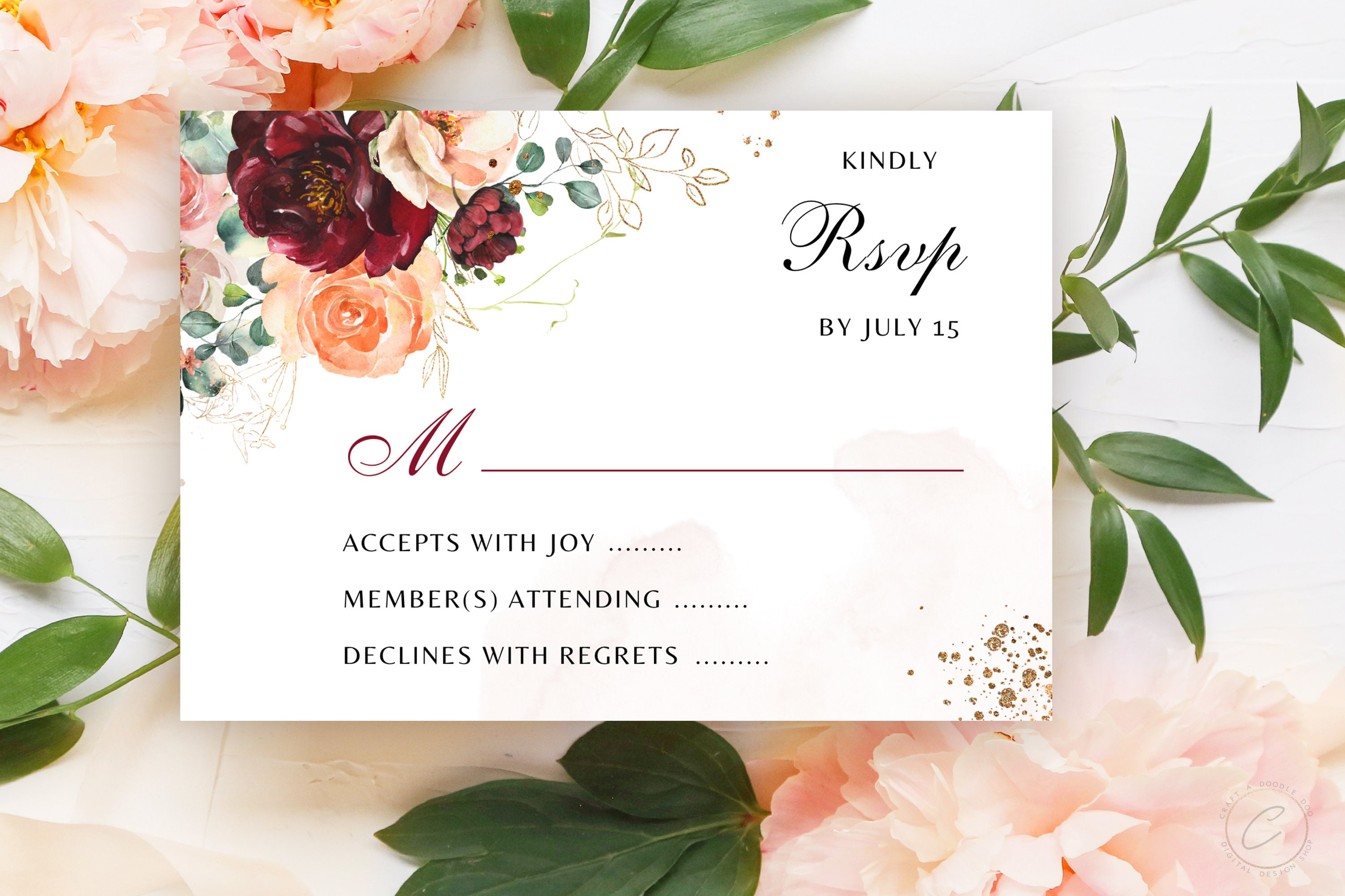 RSVP Card Insert DIGITAL DOWNLOAD Muslim Wedding Invitation, Gold ...