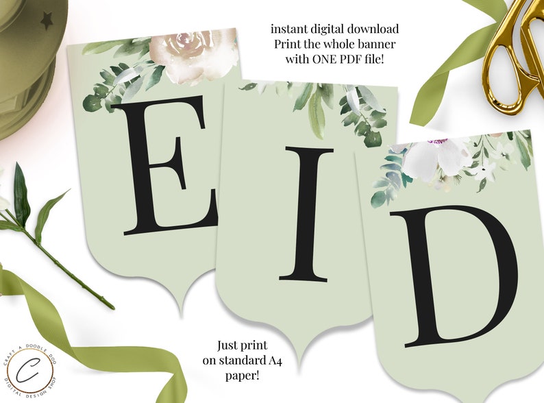 Eid Mubarak Banner, Instant Printable Digital Download PDF, Happy Eid ...