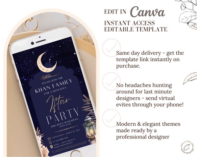 Editable Iftar Party Invitation Template Digital Download, Personalized ...