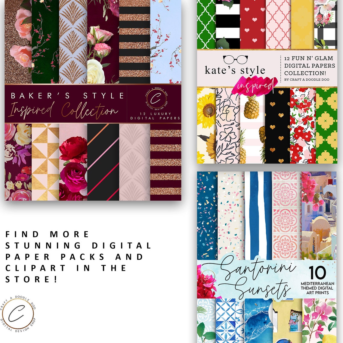 Kate's Style Digital Paper Pack Spade Inspired | Etsy