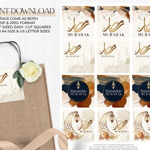 Set of 4 Ramadan Gift Tags Printable Digital Download, Ramadan Mubarak ...
