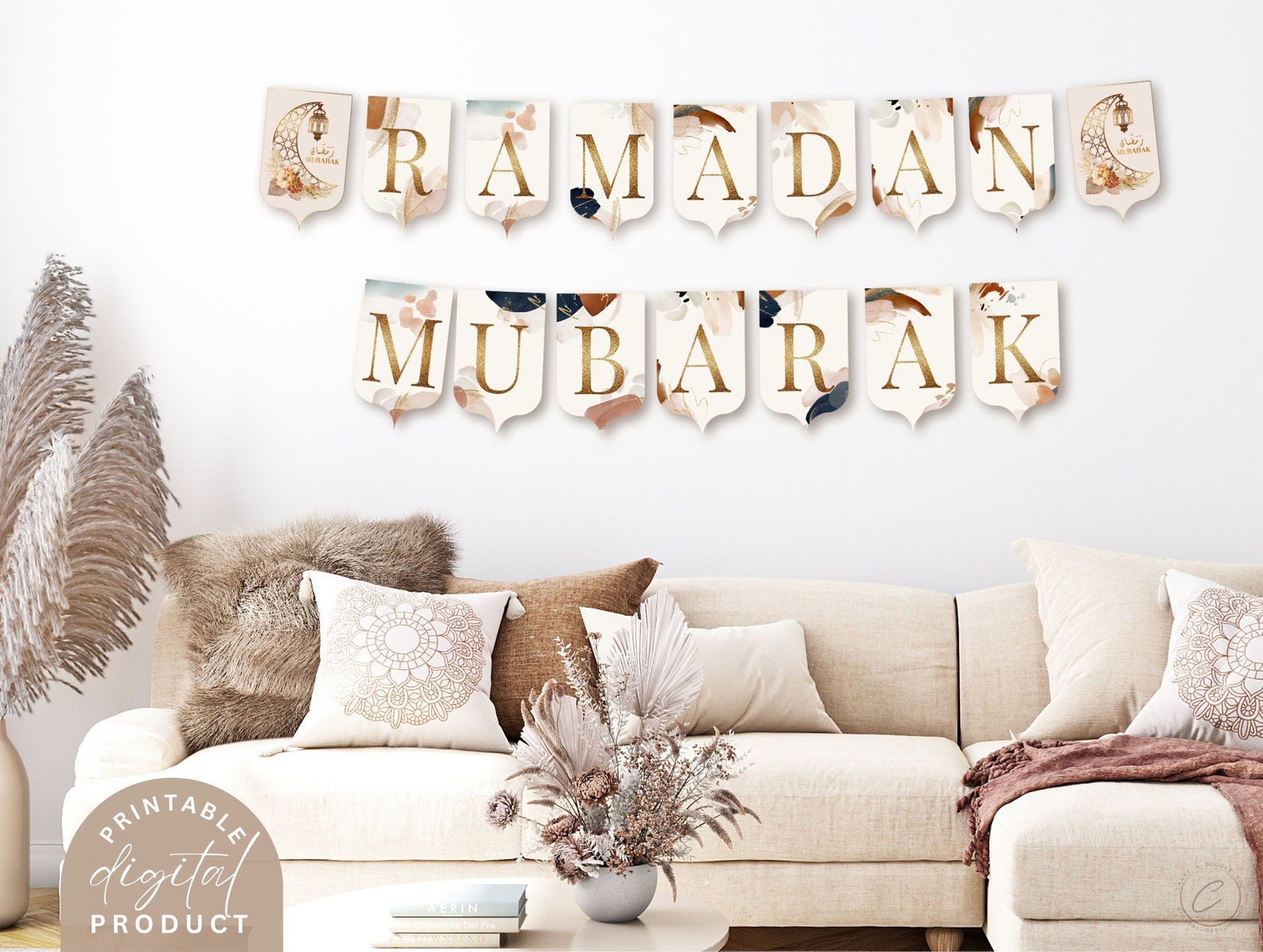 Ramadan Mubarak Banner Instant Printable Digital Download PDF, Luxury ...