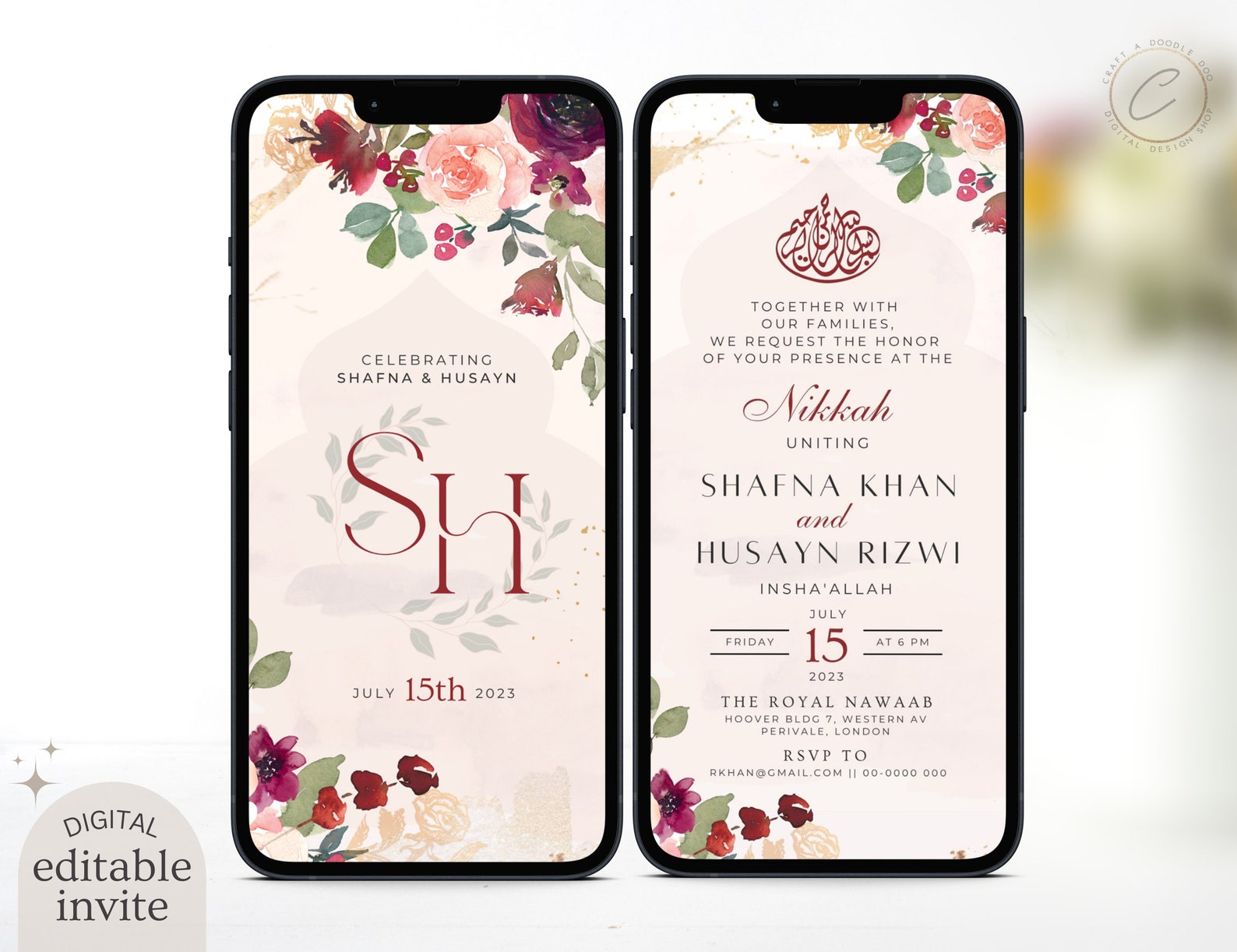 Digital Muslim Wedding Invitation Template Electronic - Etsy