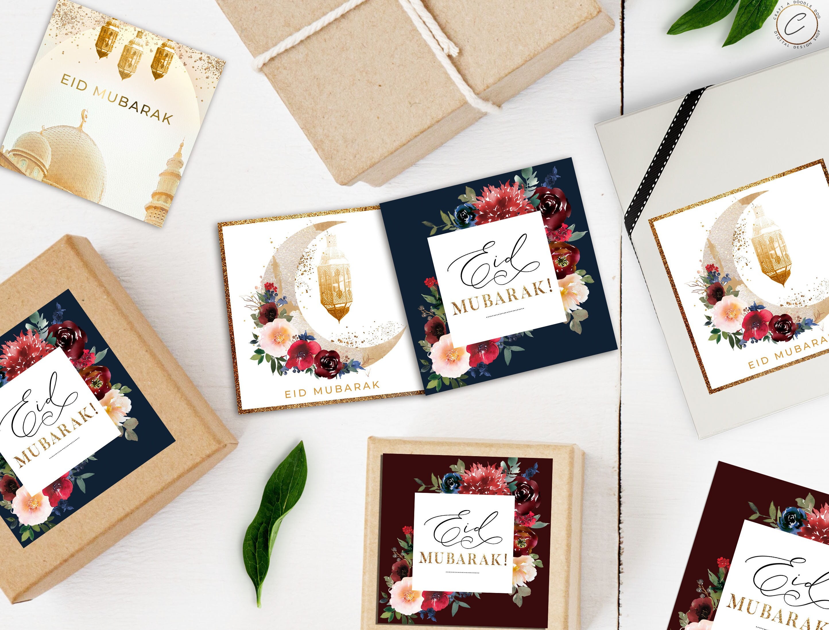 Set of 4 Eid Gift Tags Printable Digital Download, Eid Mubarak Stickers ...