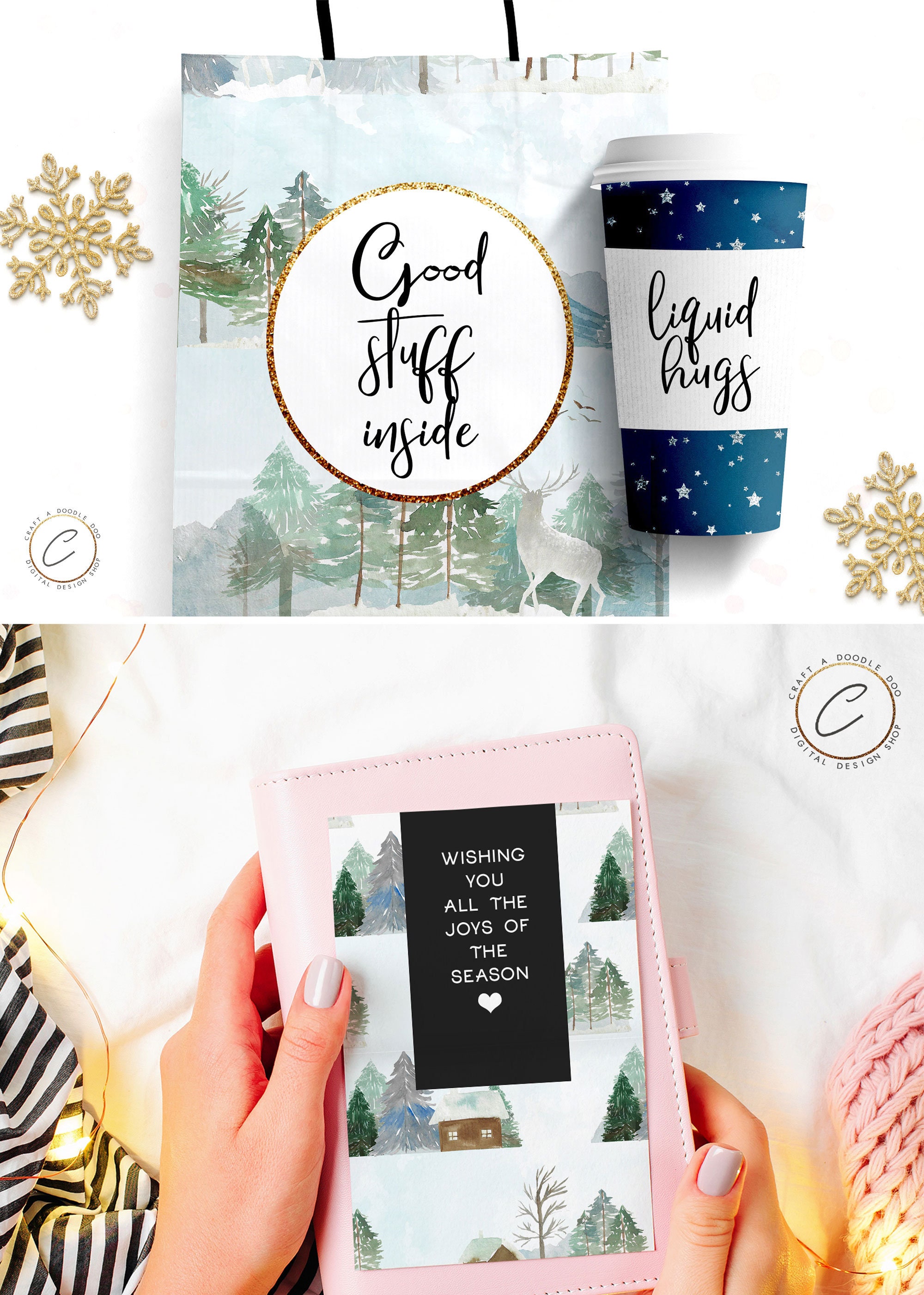 Blue Winter Digital Paper Pack Holiday Scrapbook Watercolor - Etsy