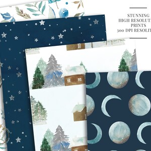 Winter Digital Paper & Clipart, Holiday Watercolor Graphics ...