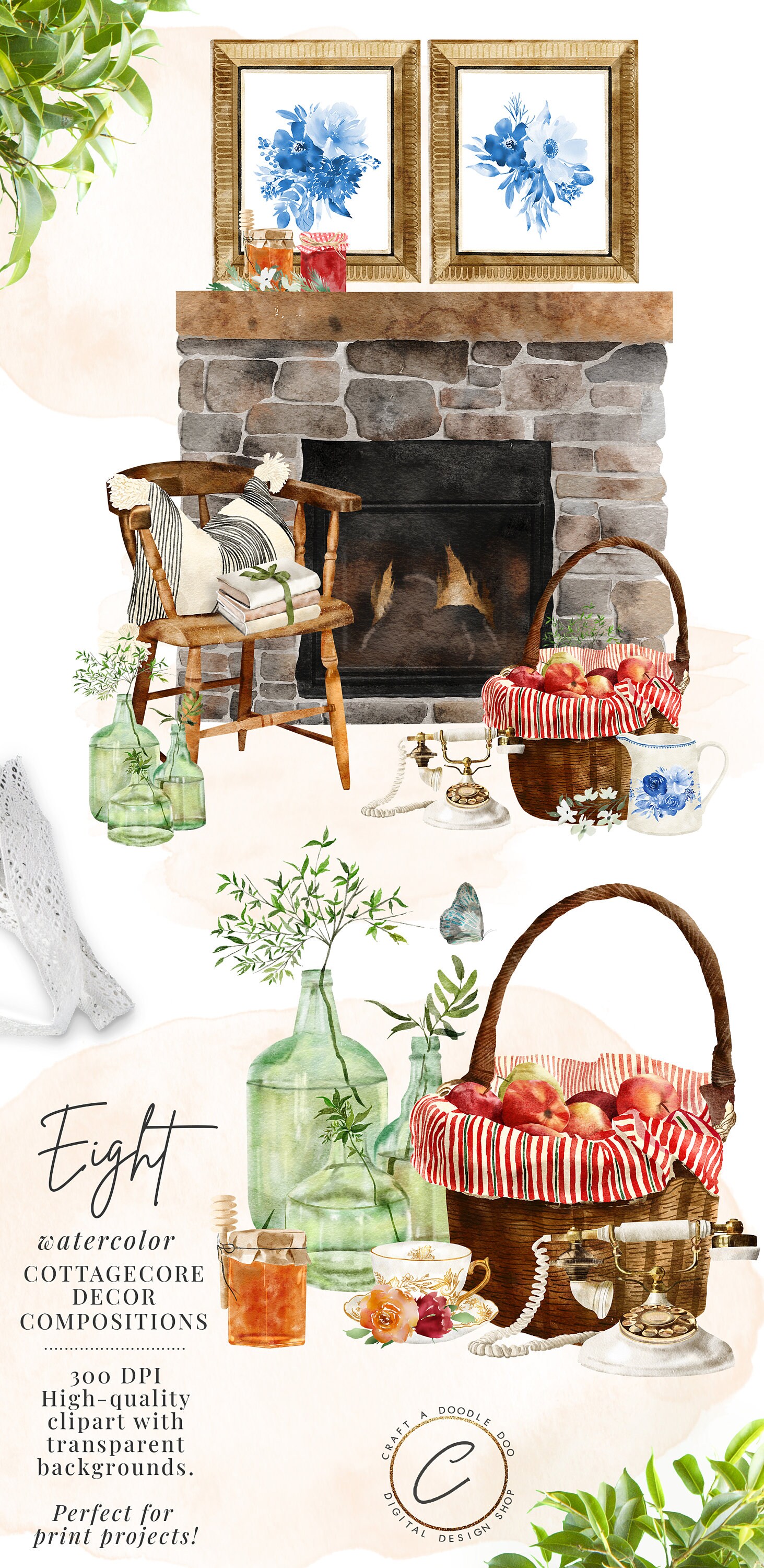 Cottagecore Decor Spring Watercolor Clipart PNG Commercial - Etsy Australia