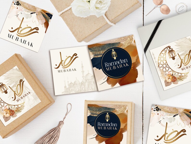 Set of 4 Ramadan Gift Tags Printable Digital Download, Ramadan Mubarak ...