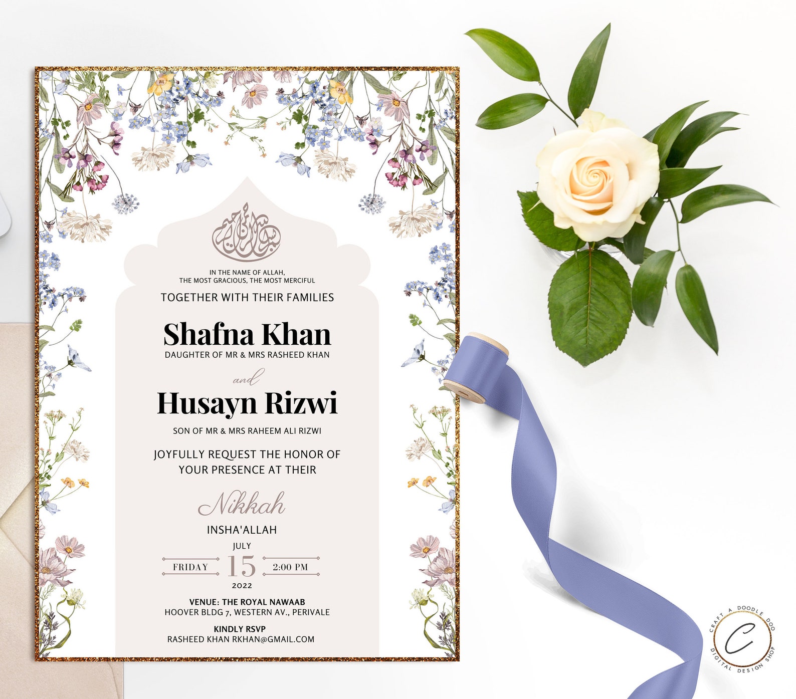 Editable Nikkah Invitation Template Custom Muslim Wedding - Etsy