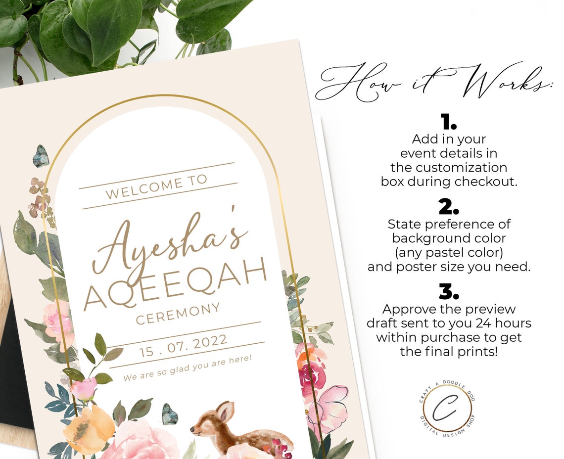 Custom Aqeeqah Sign Personalized Aqiqa Welcome Poster - Etsy