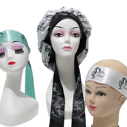 Custom Logo All Over Bonnets Edge Wrap Satin Edge Scarf - Etsy