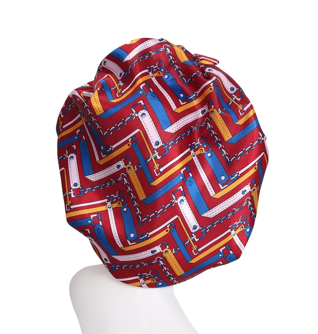 Logo All Over Satin Bonnets Edge Wraps, Satin Edge Scarves, Hair ...