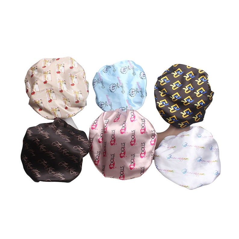 Logo All Over Satin Bonnets Edge Wraps Satin Edge Scarves - Etsy