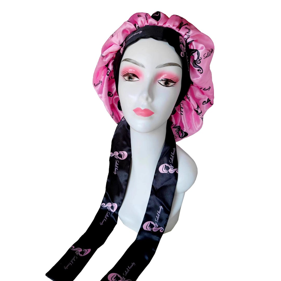 20pcs Custom Repeated Logo All Over Bonnet With Satin Tie, Logo All ...