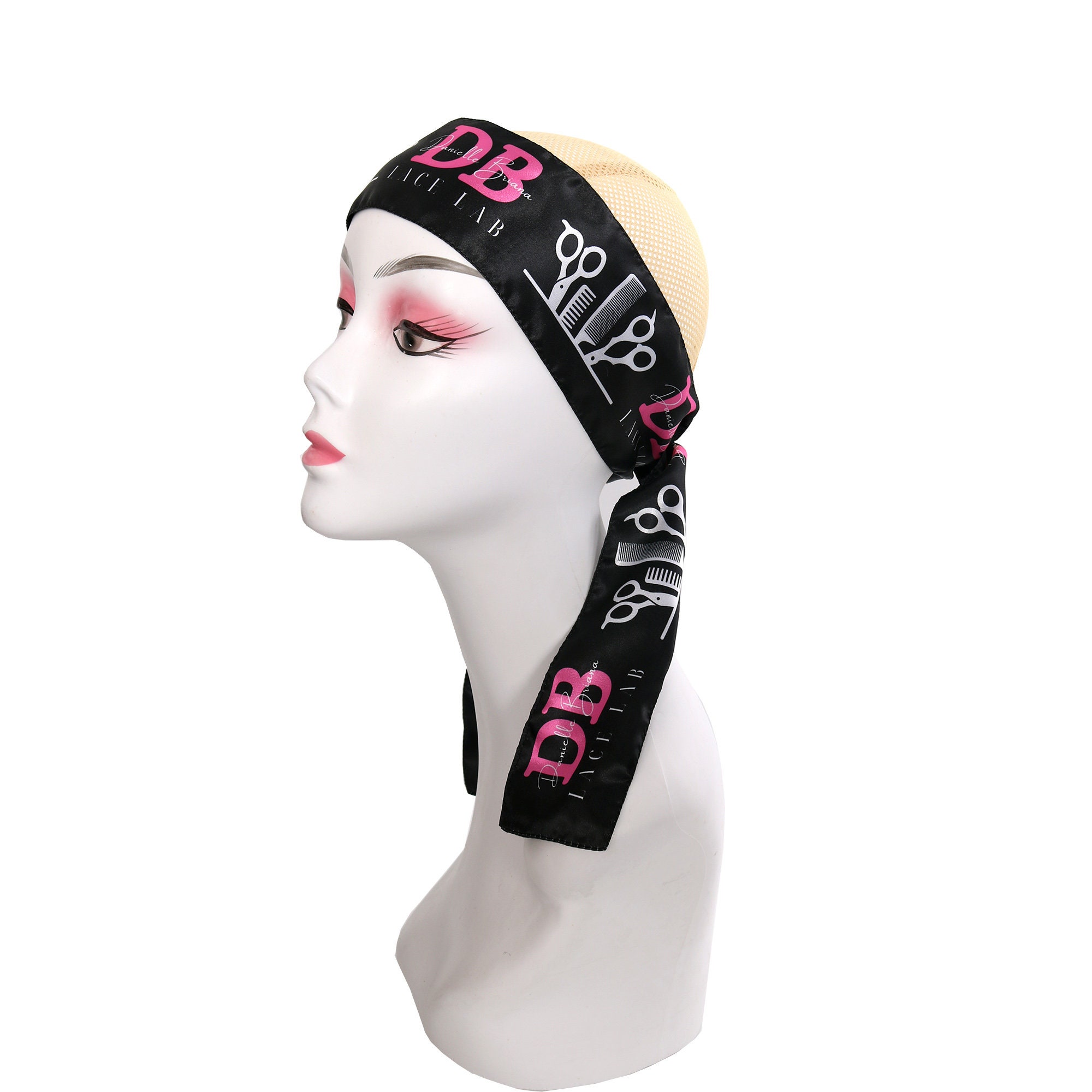 Custom Logo Satin Edge Wrap Bonnets Wholesale Logo Repeated - Etsy