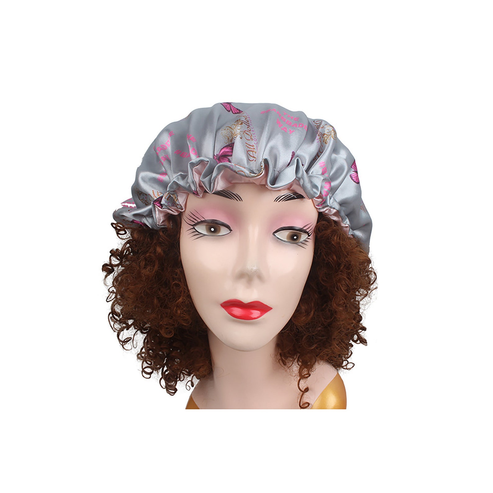 Logo All Over Satin Bonnets Edge Wraps, Satin Edge Scarves, Hair ...