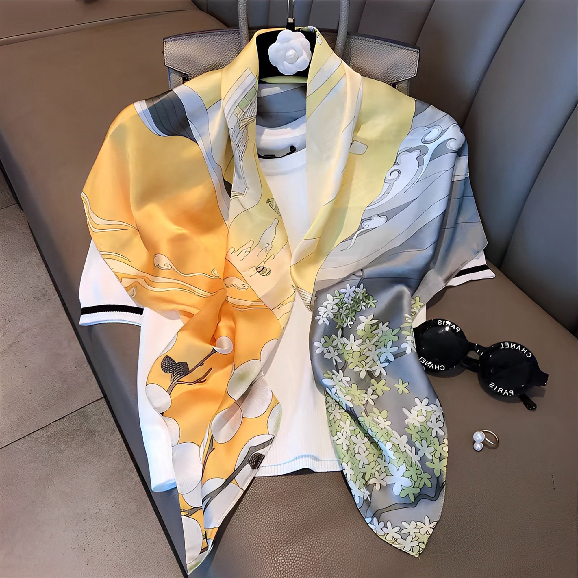Custom Silk Scarf: Personalized Photo, Drawing, or Logo - Etsy