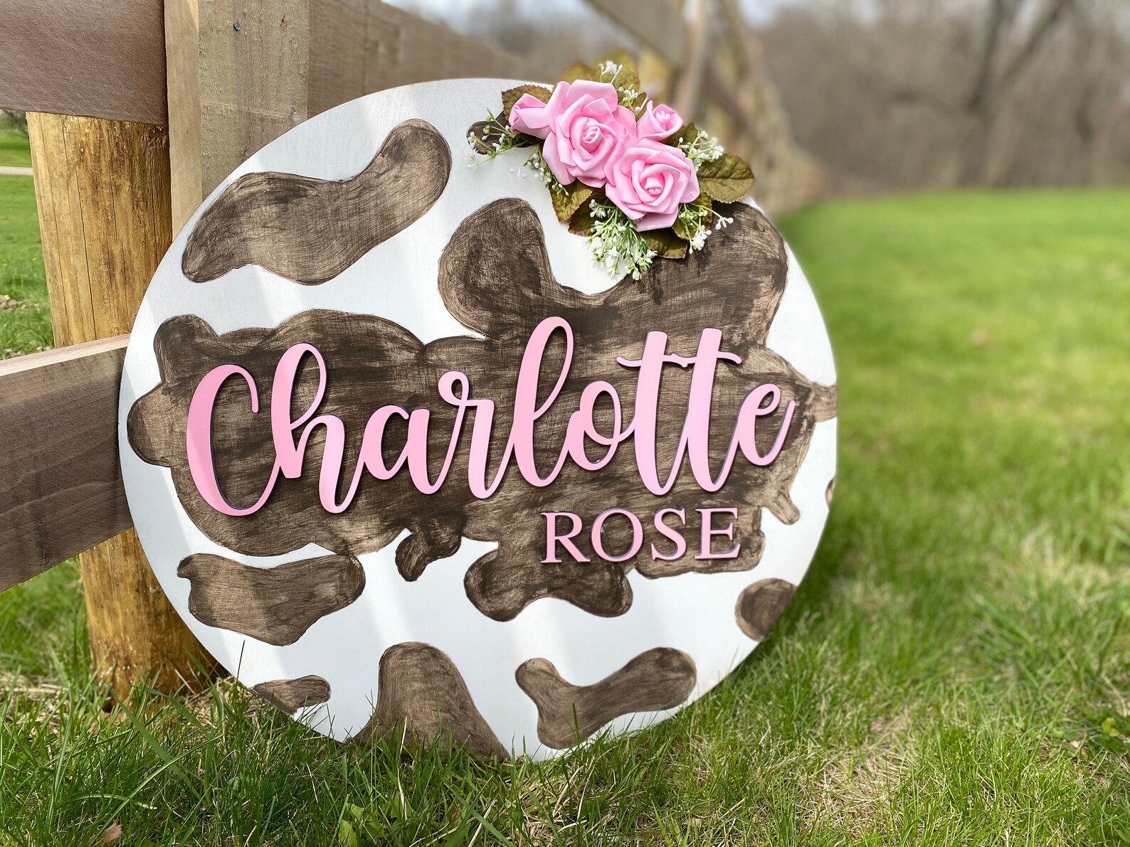 Cow Print Brown Cow Nursery Sign Personalized Sign Cow - Etsy