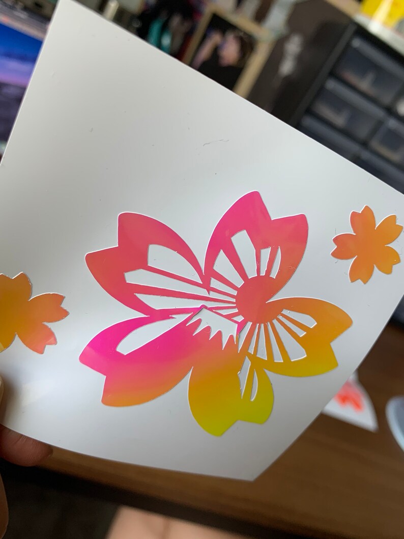 Kawaii Sakura Japan Holographic Vinyl Decal - Etsy