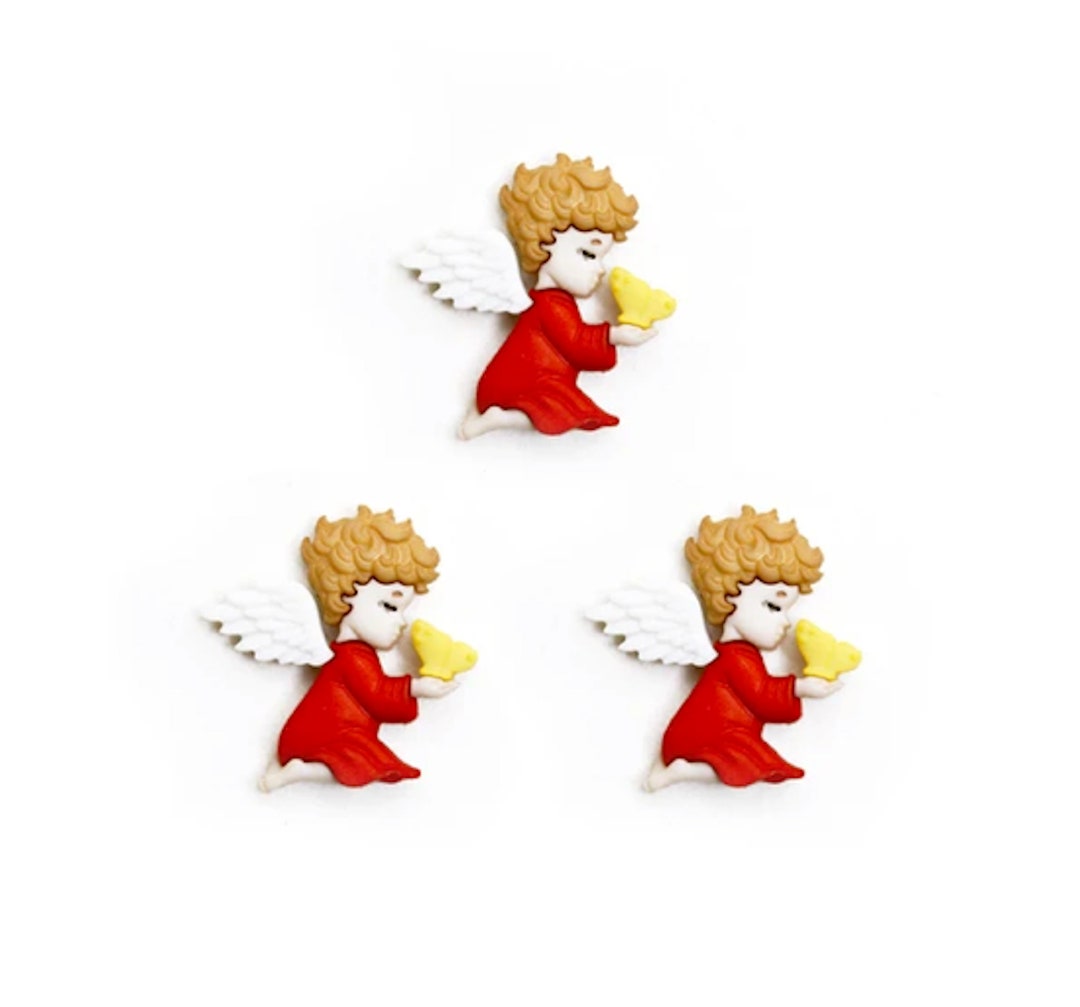 Red and Green Angel Buttons: Christmas Dress It up (set of 3) - Etsy
