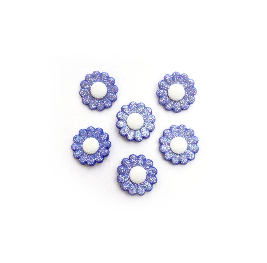 Periwinkle Glitter Flower Dress It Up: Novelty Sewing Embellishments ...