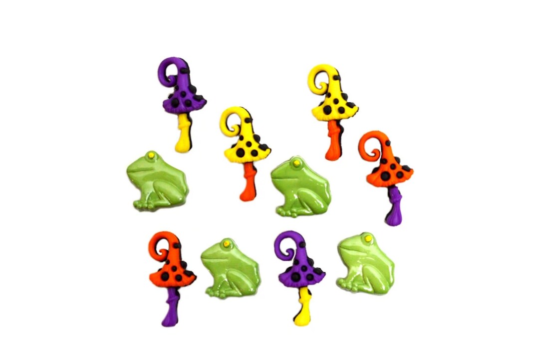 Toadstool Frog Dress It up Buttons: Novelty Sewing Embellishment - Etsy