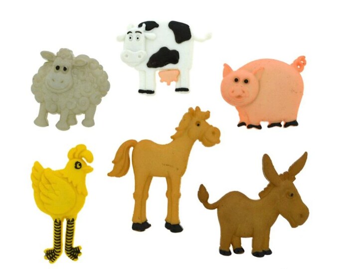 Funny Farm Novelty Button Collection, Dress It up Buttons, Cute Farm ...
