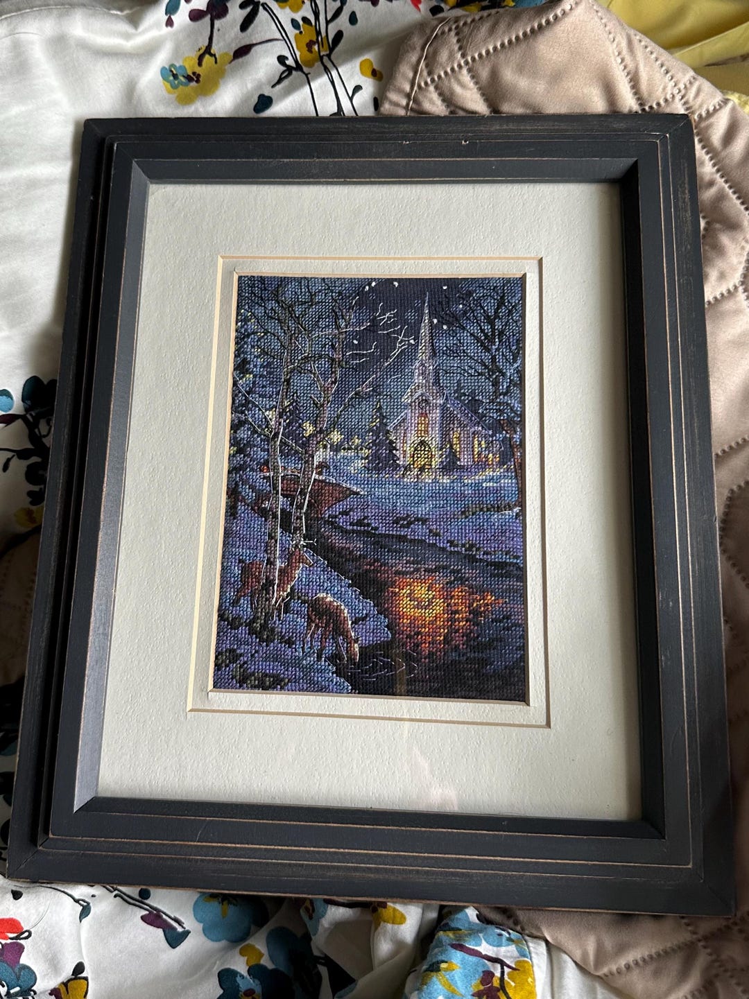Framed Completed Dimensions Gold Cross Stitch “splendor at Night” - Etsy