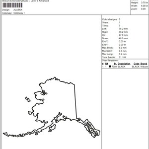 Alaska State Outline Machine Embroidery File - Alaska State Pattern ...