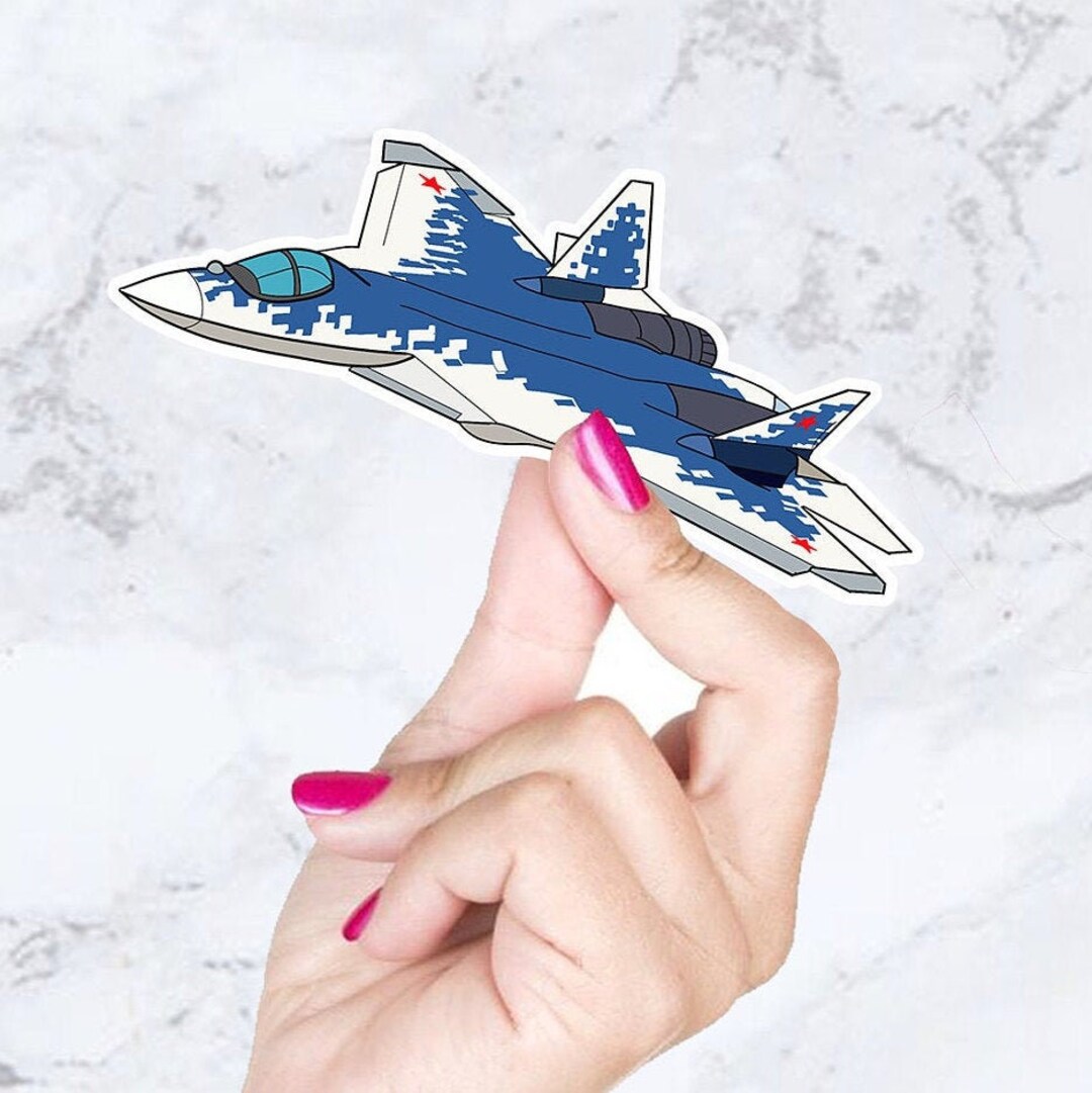 SU-57 Sticker - Aircraft Sticker - Water Bottle Sticker - Laptop ...