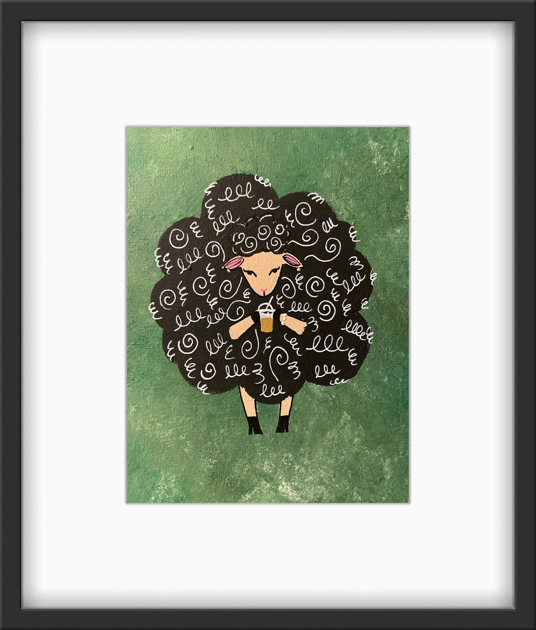 The Fluffy Black Sheep Animal Art Print - Etsy