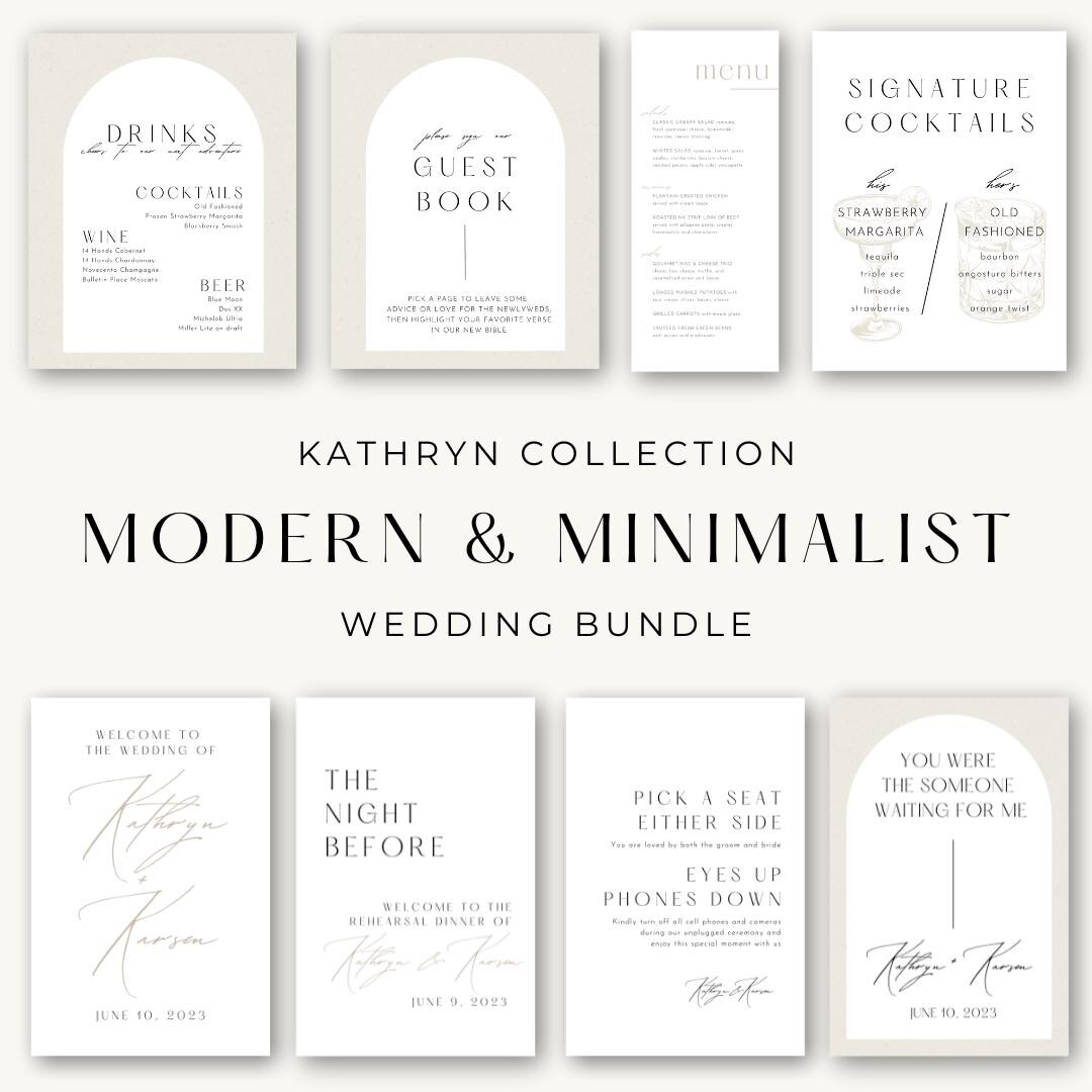 Modern Wedding Sign Bundle, Minimalist Wedding Signage Reception ...